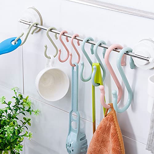 E-outstanding 4pcs Plastic S Shaped Double Head Hanger Hook Bathroom Nail Hooks Wardrobe Clothes S Hooks, Blue M Size 12cm