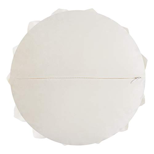 OiseauVoler Decorative Throw Pillow 3D Flower Round Pillow Accent Handmade Cushion with Insert for Couch Bed Home Decor 12 Inch Cream White