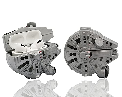 AirPods Pro Case Cover,3D Cartoon Soft Silicone Protective Cover Millenium Falcon Fashion Character Silicone Cartoon Airpod Skin Fun Funny Cool Keychain Kids Teens Cases Airpod pro 