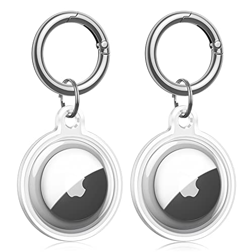 [2 Pack] Fintie Protective Case for AirTag, Lightweight Soft TPU Skin Cover with Keychain, Portable Anti-Lost Scratch Resistant Holder Accessory for Airtags 2021 Finder Tracker, Clear