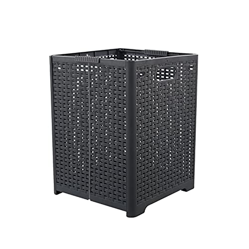 Teyyvn 2-Pack 42 L Plastic Collapsible Laundry Hamper, Folding Storage Basket, Gray, F