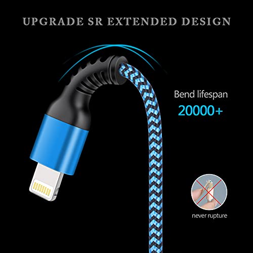 [3/6/10FT-5Pack] iPhone Charger Apple Certified Lighting Charge Cords Phone Power Data Cable Nylon Braided Fast Charging Wire for iPhone 13 12 Pro Max Mini 11 XR XS X 10 8 7 6s 6 Plus SE 2020, iPad