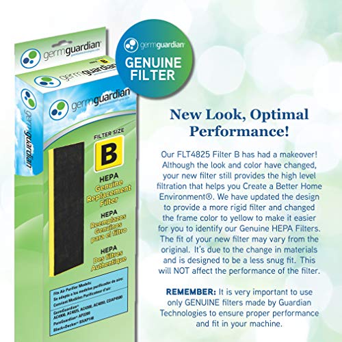 Germ Guardian FLT48254PK GermGuardian FLT4825 HEPA Replacement Filter B, Air Purifiers, 4 Pack, Grey, Black & LB4000 Genuine UV-C Replacement Bulb Germ Guardian Air Purifiers