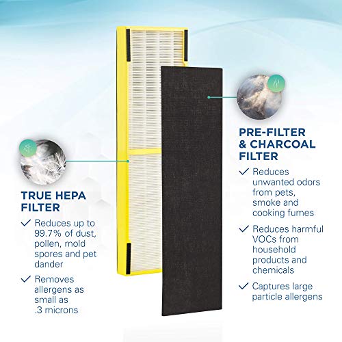 Germ Guardian FLT48254PK GermGuardian FLT4825 HEPA Replacement Filter B, Air Purifiers, 4 Pack, Grey, Black & LB4000 Genuine UV-C Replacement Bulb Germ Guardian Air Purifiers