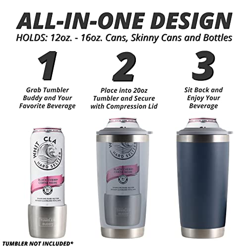 Tumbler Buddy Insulated Can Holder – Vacuum-Sealed Stainless Steel – Beer Bottle Insulator for Cold Beverages –Thermos Beer Cooler Suited for Any Size Drink - One Size Fits All - Tumbler Not Included