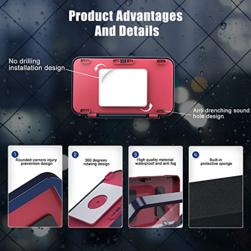 Enlanda Shower Phone Holder Waterproof Anti-Fog Touch Screen 360° Rotation Wall Mount Phone Holder Phone Case No Drilling Design for Shower Bathroom Mirror Bathtub (White)