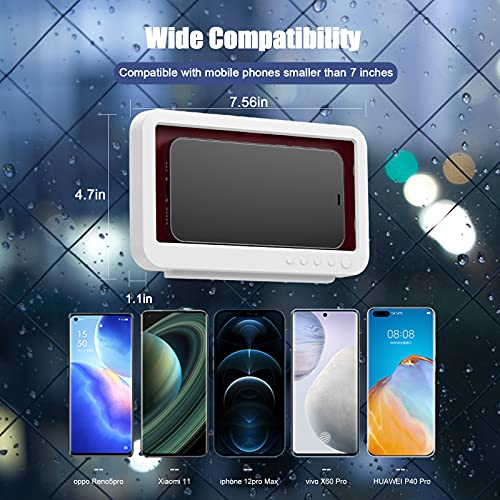 Enlanda Shower Phone Holder Waterproof Anti-Fog Touch Screen 360° Rotation Wall Mount Phone Holder Phone Case No Drilling Design for Shower Bathroom Mirror Bathtub (White)