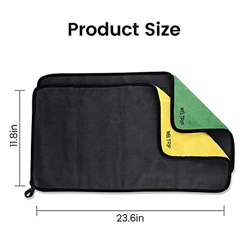 yantu Plush Microfiber Car Drying Towel 24β x 12β (16 Pack) Multipurpose Edgeless Cleaning Towel for Household, Auto Washing, Car Drying, Detailing (Yellow+Green)