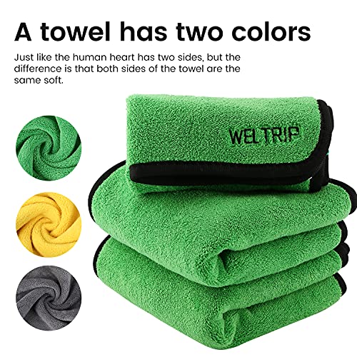 yantu Plush Microfiber Car Drying Towel 24β x 12β (16 Pack) Multipurpose Edgeless Cleaning Towel for Household, Auto Washing, Car Drying, Detailing (Yellow+Green)