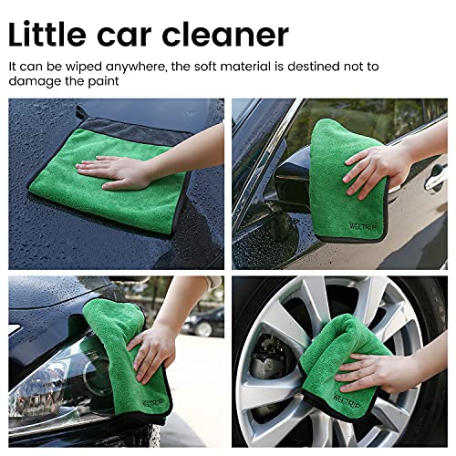 yantu Plush Microfiber Car Drying Towel 24β x 12β (16 Pack) Multipurpose Edgeless Cleaning Towel for Household, Auto Washing, Car Drying, Detailing (Yellow+Green)
