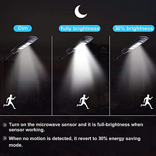 ILLSTAR Solar Street Lights Outdoor - Solar Street Light Dusk to Dawn 300W Equivalent - Motion Sensor & Remote Control - Solar Street Light for Parking Lot,Backyard, Pathway etc.(2-Pack