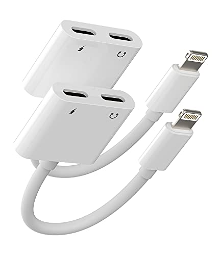 2pack,Compatible for iPhone Headphone Adapter Double Compatible with Lightning Port to Audio Jack and Charger Earphone Charging Splitter 11 12Mini pro xs xr 7 8 for ipad Connector Converter for Apple