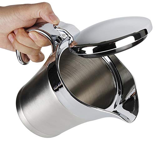 With Hinged Lid Insulated Gravy Boat (450ML/16 OZ) SU304 Stainless Steel Double Wall Gravy Warmer,Serving for Cream, Salad Dressing, Sauce