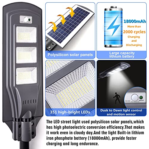 ILLSTAR Solar Street Lights Outdoor - Solar Street Light Dusk to Dawn 300W Equivalent - Motion Sensor & Remote Control - Solar Street Light for Parking Lot,Backyard, Pathway etc.(2-Pack