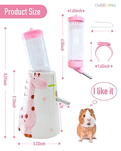 Guinea Pig Water Bottle, Small Animal Water Bottle No Drip, OVERTANG 2 in 1 125ml Rodent Pet Water Bottle No Drip for Cage Hanging Water Feeding Bottles Auto Dispenser for Hamster Guinea Pig Rabbit
