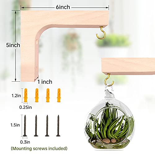 Jantens 2 Pack Hanging Plant Hook, Plant Hangers Indoor, Wooden Hanging Basket Hooks for Indoor Flower Baskets Pot Wind Chime Lanterns Planter