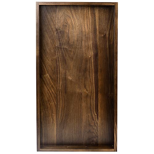 28" x 15" Rectangle Solid Black Walnut Serving Tray Extra Large Wood Trays for Ottoman with Handles FSC Natural Handmade Serving Tray Vintage Decorative Platters for Oversized Ottoman Kitchen