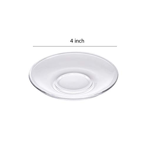 Sizikato 6pcs Clear Glass Snack Plate, Restaurant Dessert Plate, Tea Table Decoration Tea Bag Holder. 4 Inch