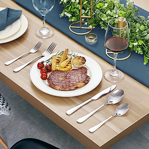 48-Piece Silverware Set with Steak Knives for 8, Food-Grade Stainless Steel Flatware, Includes Spoons Forks Knives, Kitchen Cutlery Set For Home Office Restaurant Hotel, Mirror Finish, Dishwasher Safe