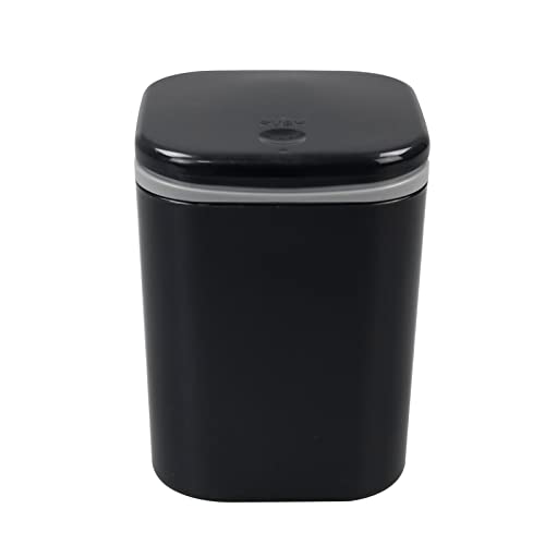 Zopnny Plastic 0.5 Gallon Tiny Trash Can, Desktop Mini Waste Bin, Black