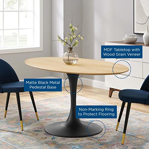 Modway Lippa Oval Wood Grain 60" Dining Table, Black Natural