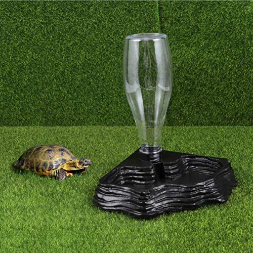 Baluue Reptichip Turtle Feeder Reptile Water Feeder Reptile Water Dispenser Refilling Water Dispenser Reptile Drinking Tool for Tortoise Lizard (Black) Reptile Water Dispenser Reptile Water Bowl