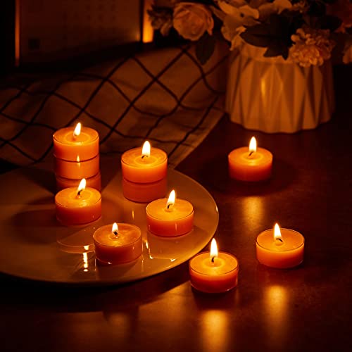 olorvela Beeswax Candles 24 Pack Tealight Candles Handmade of Pure Beeswax, 4 Hour Burn Time, Clear Cup Beeswax Tea Lights