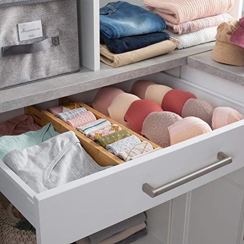 Simplify 2 Pack Large Bamboo Adjustable Drawer Dividers | Dimensions: 16.9" x 0.6" x 2.36" | Expands 17-22 β | Bedroom | Kitchen Organization | Drawer Divider | Bamboo