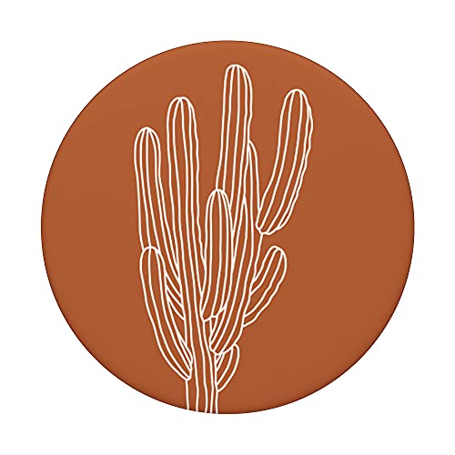 Saguaro Cactus Plant Botanical Western Modern Burnt Orange PopSockets PopGrip: Swappable Grip for Phones & Tablets