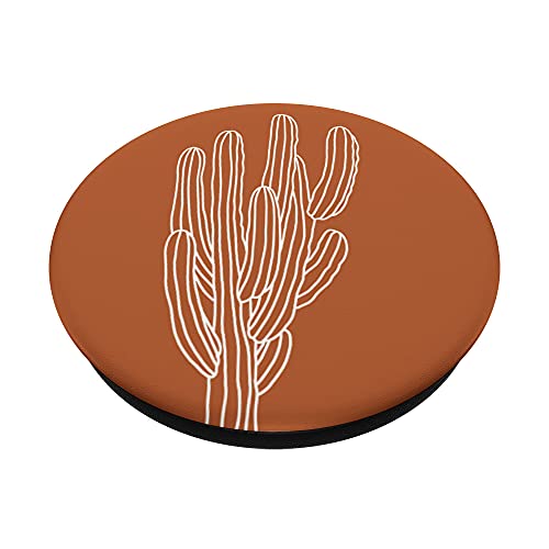 Saguaro Cactus Plant Botanical Western Modern Burnt Orange PopSockets PopGrip: Swappable Grip for Phones & Tablets