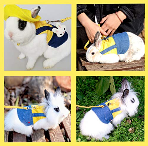 Guinea Pig Clothes,Soft Bunny Ferret Clothes with Pet Rabbit Harness and Leash Mini Hat Bag Cute Brooch for Kitten Small Animal Collars