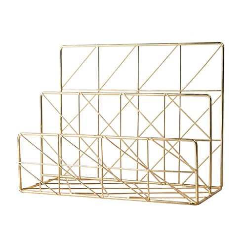 Storage Newspaper Baskets Metal Plating Empty Golden Bookshelf Racks Living Room Home Magazine Rack Desktop Ornaments (Color : Gold, Size : 251220cm)