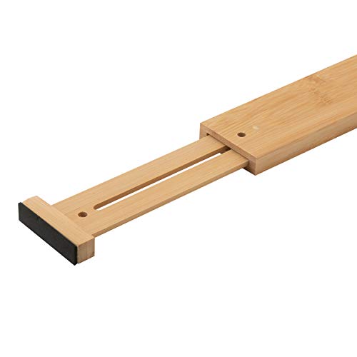 Simplify 2 Pack Large Bamboo Adjustable Drawer Dividers | Dimensions: 16.9" x 0.6" x 2.36" | Expands 17-22 β | Bedroom | Kitchen Organization | Drawer Divider | Bamboo
