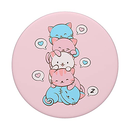 Trans Pride Flag Kawaii Cat Cute Transgender PopSockets Swappable PopGrip