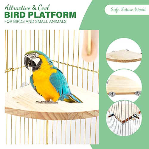 2 Pieces Bird Perches Bird Platform Perch with Pet Toys Bird Cage Accessories Parrot Perch Bird Rest Platform and Training Toy for Parakeet Gerbil Cockatiel Budgie Rat Mouse Chinchilla Hamster
