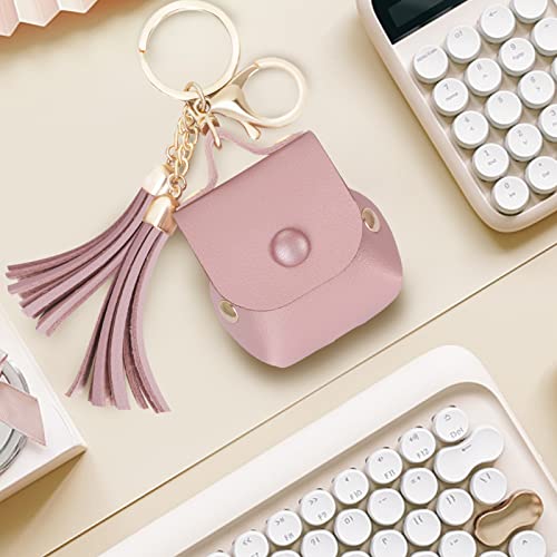 Simpolor Designed for Airpods Case (1st and 2nd Generation), Premium PU Leather AirPods Case Cover with Tassels and Metal Buckles, Compatible with Wireless Charging Cute Airpod Pouch Case, Pink