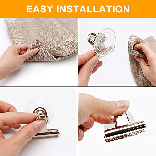 Aufind 8 Packs Suction Cup Clip Plastic Round Suction Cup Clamp Holder Strong Window Glass Suction Cup Clip for Hanging Kitchen Bathroom Office AccessoriesâŚ