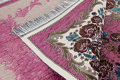 Muslim Prayer Rug with Prayer Beads | Janamaz | Sajadah | Soft Islamic Prayer Rug | Islamic Gifts | Prayer Carpet Mat, Chenille Fabric, Rose