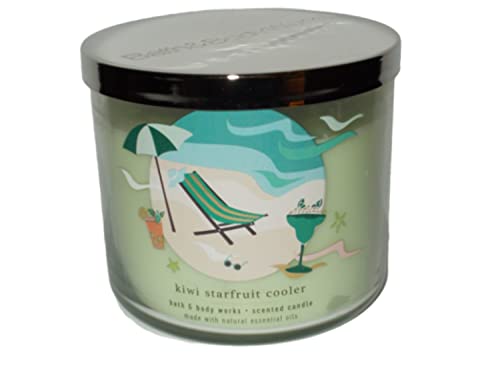 Bath & Body Works, White Barn 3-Wick Candle w/Essential Oils - 14.5 oz - 2021 Summer Scents! (Kiwi Starfruit Cooler)