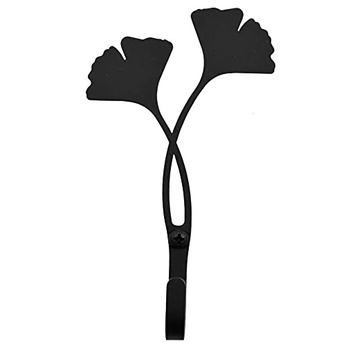 American Made Themed Single Wall Hook, Black Powder-Coated Steel (Ginkgo Leaf)