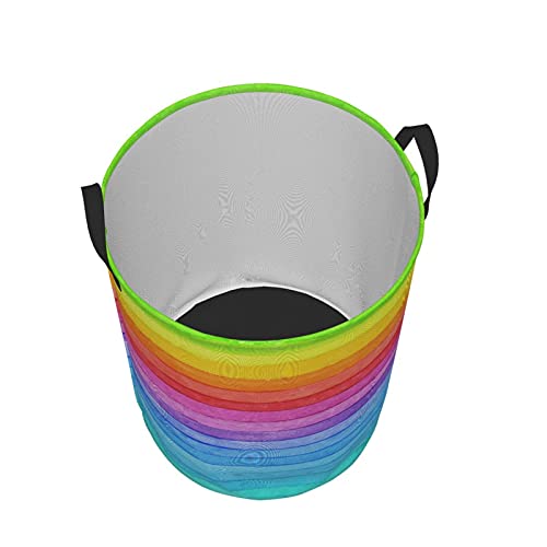 FeHuew Watercolor Rainbow Striped Collapsible Laundry Basket with Handle Waterproof Fabric Hamper Laundry Storage Baskets Organizer Large Bins for Dirty Clothes,toys,Bathroom