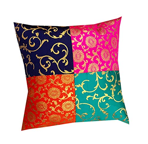 Pinkparrot dopian Silk Multi Colour Cushion 16x16 inch Set of 5 pc-c11a