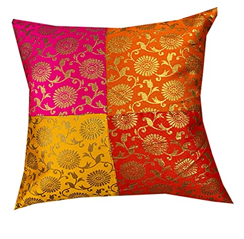 Pinkparrot dopian Silk Multi Colour Cushion 16x16 inch Set of 5 pc-c11a