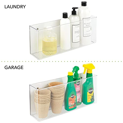 mDesign Plastic Adhesive Mount Storage Organizer Container for Kitchen or Pantry Wall Organization - Space Saving Holder for Sandwich Bags, Foil - 16" Wide - Ligne Collection - 4 Pack - Clear
