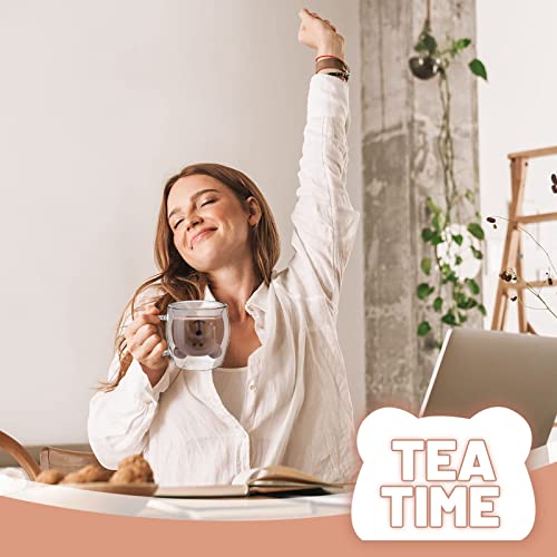 Cute Bear Tea Cup Double Wall Glass Milk Coffee Bear Mug with Handle Insulated Espresso christmas Beer Cup Cute Birthday gift for Women Men Valentine's Day, 250 ml/ 8.4 oz (White, 1 Piece)