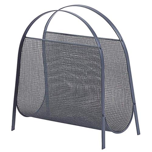 WHEEJE Rack Newspaper Rack Simple Metal Floor Rack Data Storage Rack Living Room Newspaper Rack Bedroom Study Storage Shelf (Color : Black, Size : 45 * 42.5 * 21CM)