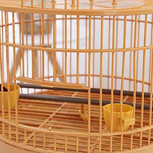 Round Bird Cage, Plastic Bird House Carrier, Vintage Style Hanging Bird Cage with 2 Feeding Cups for Small Birds Parrot (30cm in Diameter)