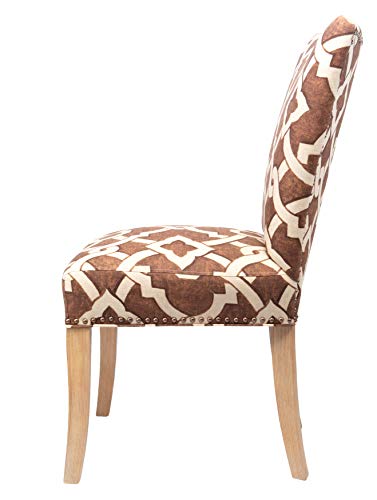 Sole Designs Julia Collection Modern Contemporary Upholstered Dining Chair with Fan Back Design and Nailhead Accents, Darjeeling
