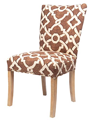 Sole Designs Julia Collection Modern Contemporary Upholstered Dining Chair with Fan Back Design and Nailhead Accents, Darjeeling