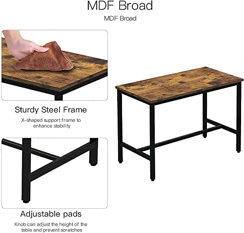 MIERES 5 Pcs Dining Table Set, kitchen Table and Chairs for 4 Kitchen Counter with Bar Height Stools, Ideal for Pub︱Home︱Farmhouse Restaurant︱Cafe, MDF Top & Steel Frame